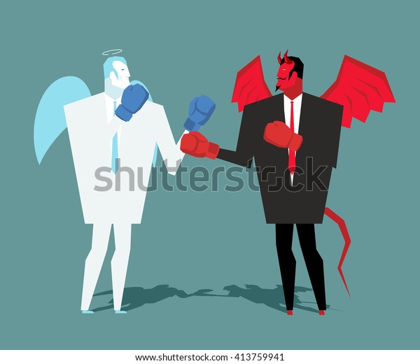 Battle Heaven Hell Angel Demon Combat 스톡 벡터(로열티 프리) 413759941 ...