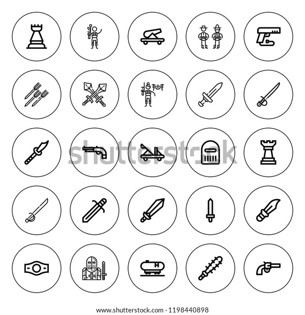 Battle Icon Set Collection 25 Outline Stock Vector (Royalty Free ...