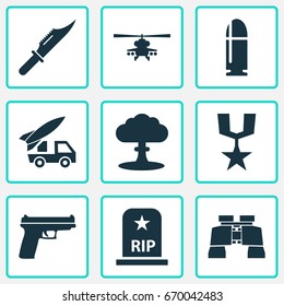Battle Icons Set Collection Weapons Order Stock Vector (Royalty Free ...