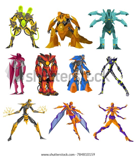 Battle Robots Characters Collection Stock Vector (Royalty Free ...