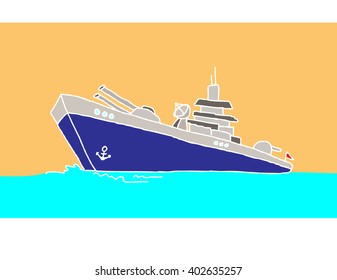 Battle Ship Cartoon Stock Vector (Royalty Free) 402635257 | Shutterstock