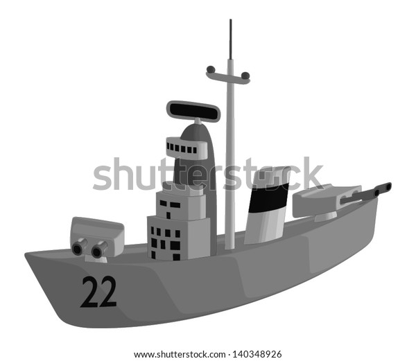 Battle Ship Isolated On White Background Stock Vector (Royalty Free ...