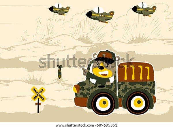 Vektor Stok Battlefield Border Vector Cartoon Illustration (Tanpa ...
