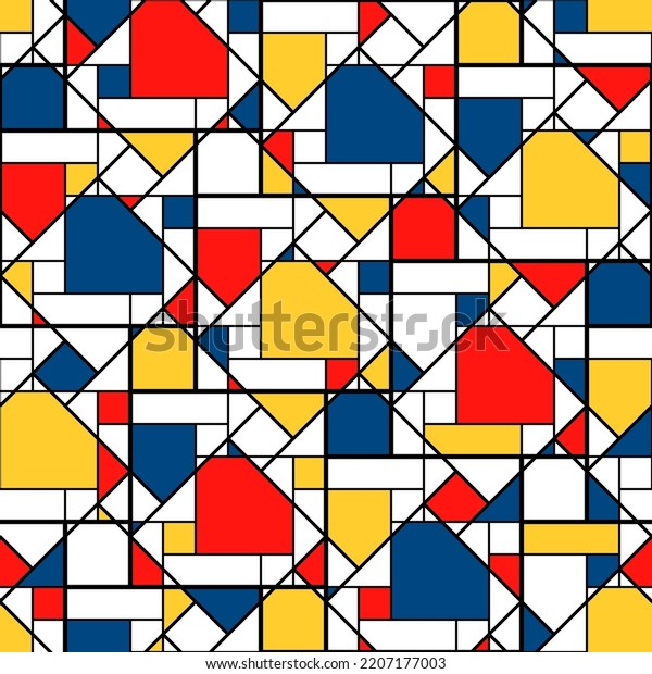 Bauhaus Seamless Pattern Repeating Mondrian Shape Stock Vector (Royalty ...