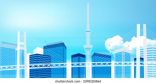 Bay Bridge Bridge Building Background Stock Vector (Royalty Free ...