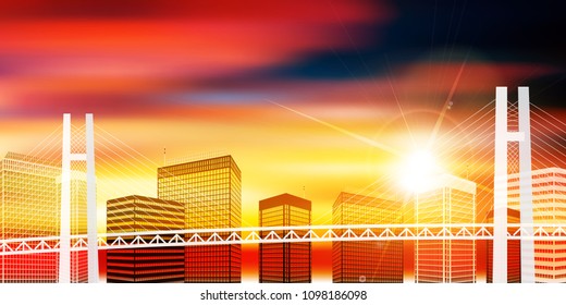 Bay Bridge Bridge Building Background Stock Vector (Royalty Free ...