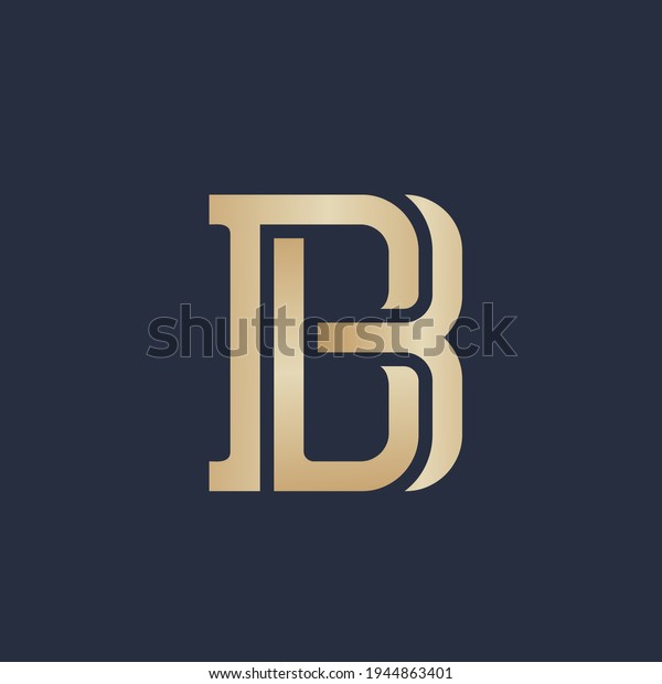 Bb Monogram Logotypographic Signature Iconmetallic Gold Stock Vector ...