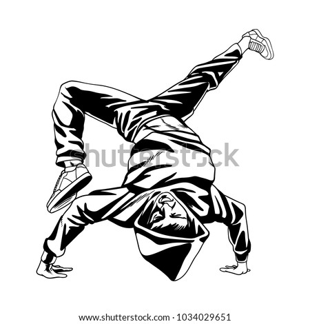 Bboy Dancer Character Dynamic Pose Hand 스톡 벡터(사용료 없음) 1034029651 ...
