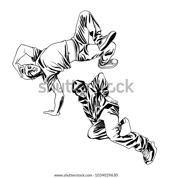 Bboys Dancers Characters Set Dynamic Poses Stock Vector (Royalty Free ...