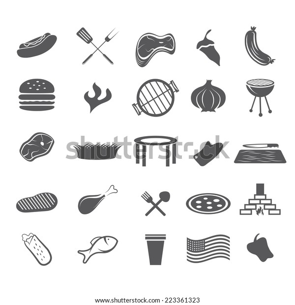 Bbq Fast Food Web Icons Set Stock Vector (Royalty Free) 223361323