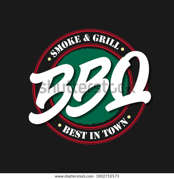 Bbq Food Label Vector Illustration Hand Stock Vector (Royalty Free ...