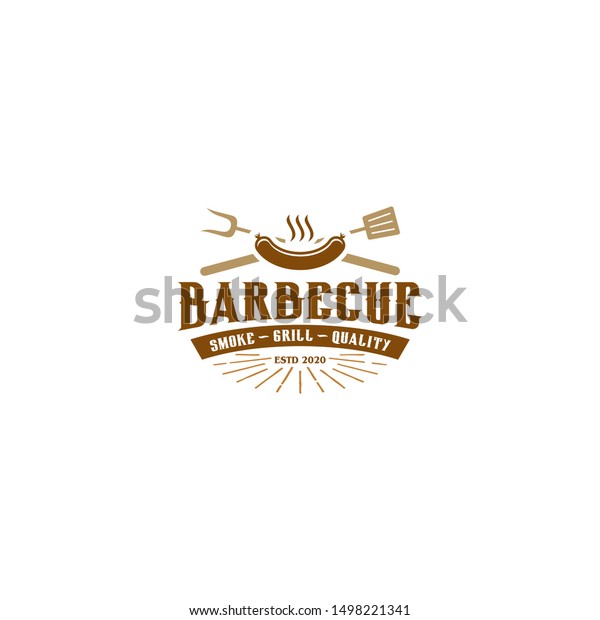 Bbq Grill Barbecue Label Stamp Logo Stock Vector (Royalty Free) 1498221341