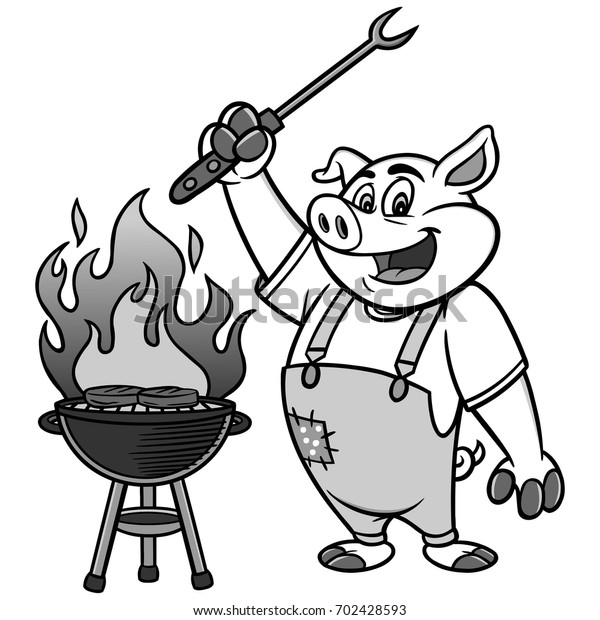 Bbq Grilling Pig Illustration Stock Vector (Royalty Free) 702428593