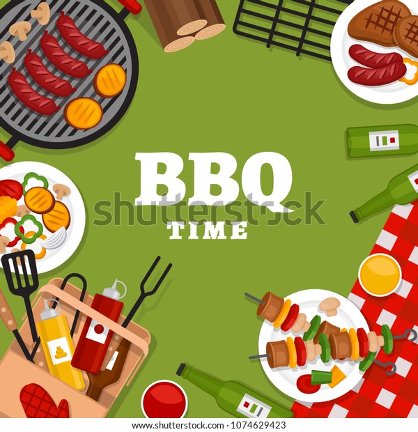 Bbq Party Background Grill Barbecue Poster 库存矢量图（免版税）1074629423 ...
