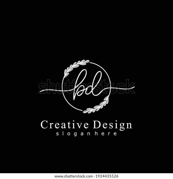 Bd Initial Calligraphy Handwritten Logo Handwritten Stock Vector ...