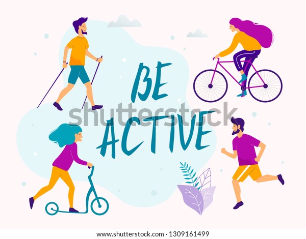 Be Active Vector Illustration Healthy Active Stock Vector (Royalty Free ...