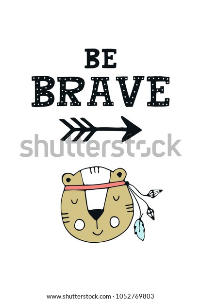 Vector de stock (libre de regalías) sobre Be Brave Cute Hand Drawn ...