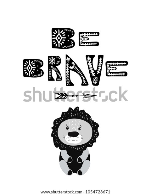 Be Brave Cute Nursery Poster Unique Stock Vector (Royalty Free) 1054728671