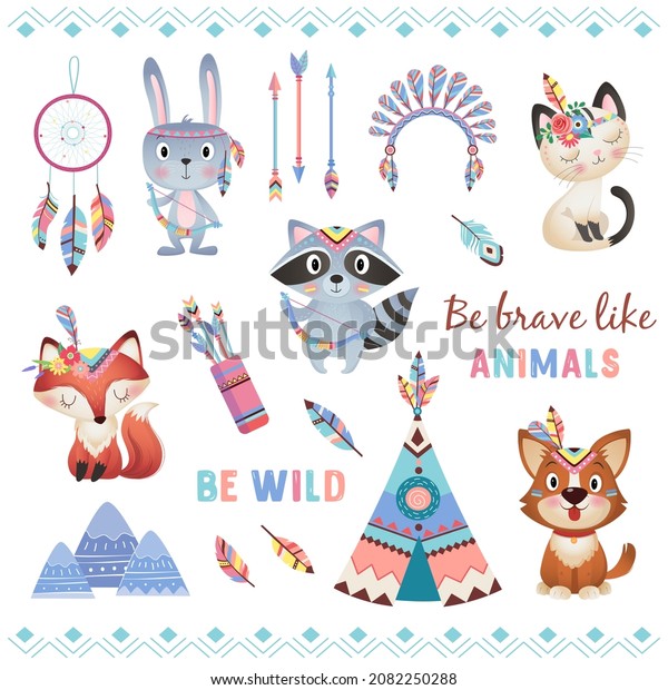 Be Brave Like Animals Cute Brave Stock Vector (Royalty Free) 2082250288