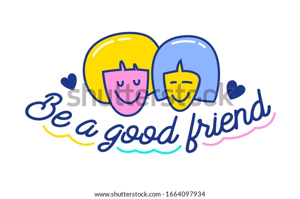 Be Good Friend Cartoon Banner Doodle Stock Vector (Royalty Free ...