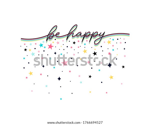 Be Happy Slogan Stars Pattern Vector Stock Vector (Royalty Free ...
