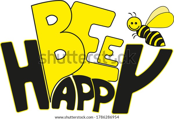 Vektor Stok Be Happy Vector Illustration Words Images (Tanpa Royalti ...