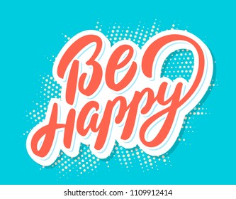 Vektor Stok Be Happy Vector Lettering (Tanpa Royalti) 1109912414 ...