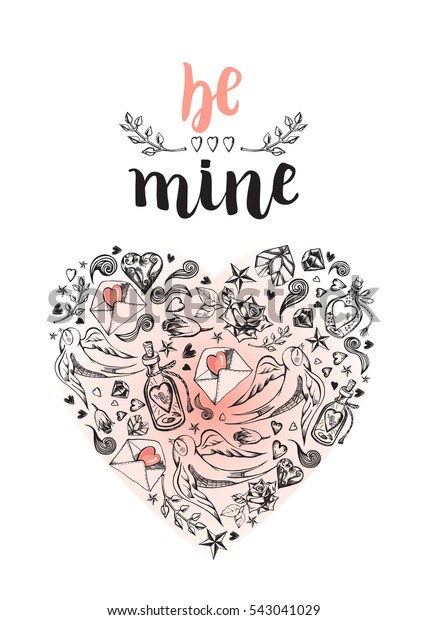 Be Mine Background Calligraphy Brush Lettering Stock Vector (Royalty ...