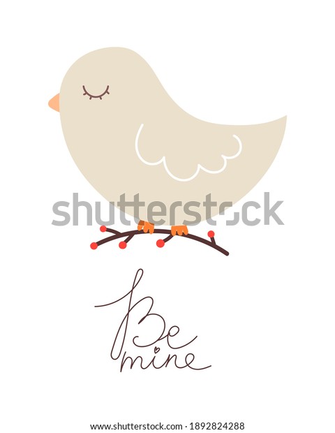 Be Mine Cartoon Bird Hand Drawing Stock Vector (Royalty Free ...