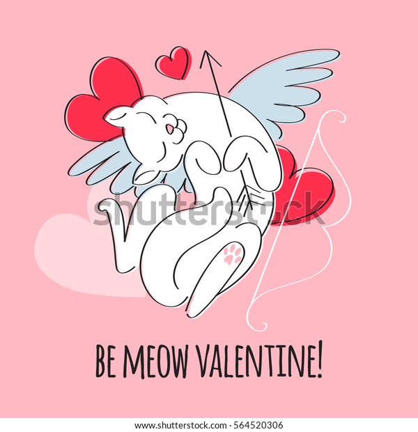 Be My Valentine Cupid Cat Illustration Stock Vector (Royalty Free ...