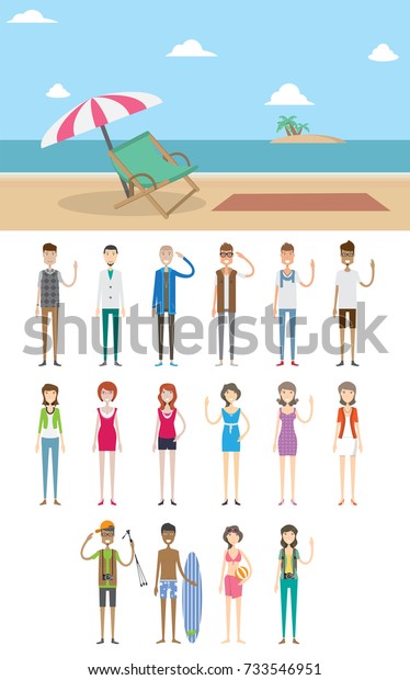 Beach Background Characters Concept Stock Vector (Royalty Free ...