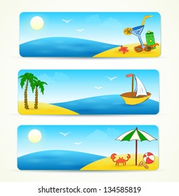 Beach Banners Hand Drawn Design Eps10 Stock Vector (Royalty Free ...