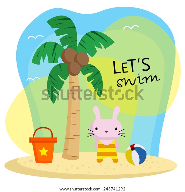 Beach Bunny Stock Vector (Royalty Free) 243741292