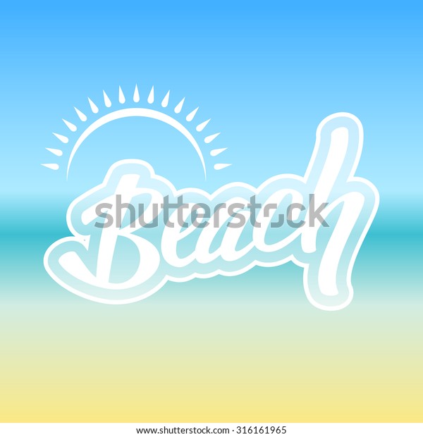 Beach Calligraphy White Handwritten Word On Stock Vector (Royalty Free ...