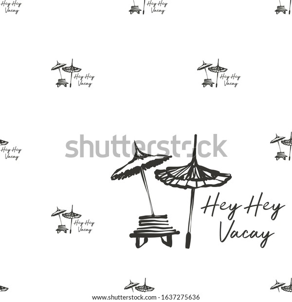 Beach Chair Umbrella Seamless Line Pattern Stock Vector Royalty Free