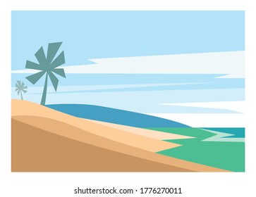 Beach Coast Simple Flat Illustration Stock Vector (Royalty Free ...
