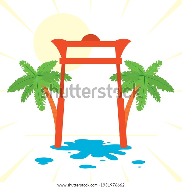 Beach Design Gate Palms Stock Vector (Royalty Free) 1931976662 ...