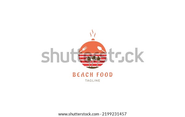 Beach Food Logo Minimal Design Sea Stock Vector (Royalty Free ...