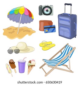 Beach Items On White Cartoon Vector Stock Vector (Royalty Free) 650630419