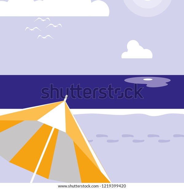 Beach Landscape Design Stock Vector (Royalty Free) 1219399420 ...