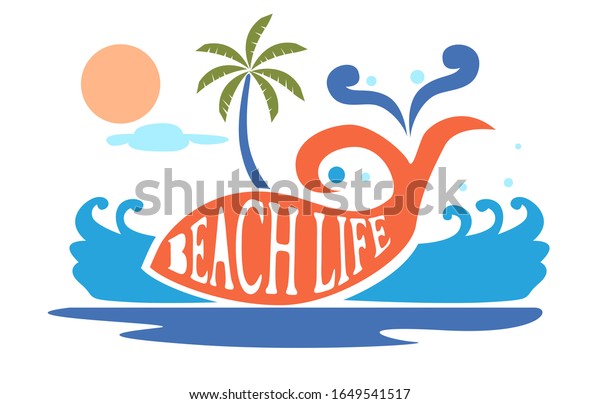 Beach Life Collage Design Composition Vector Stock Vector (Royalty Free ...