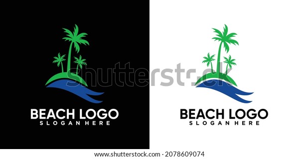 Beach Logo Design Line Art Creative Stock Vector (Royalty Free ...
