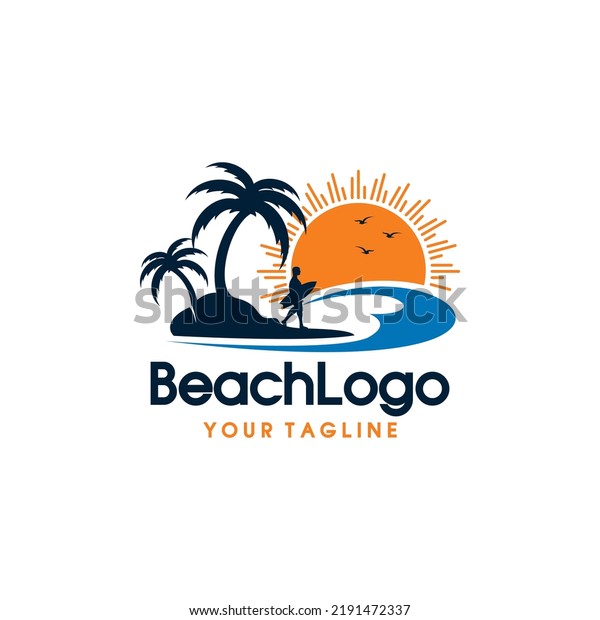 Beach Logo Sun Design Template Stock Vector (Royalty Free) 2191472337 ...