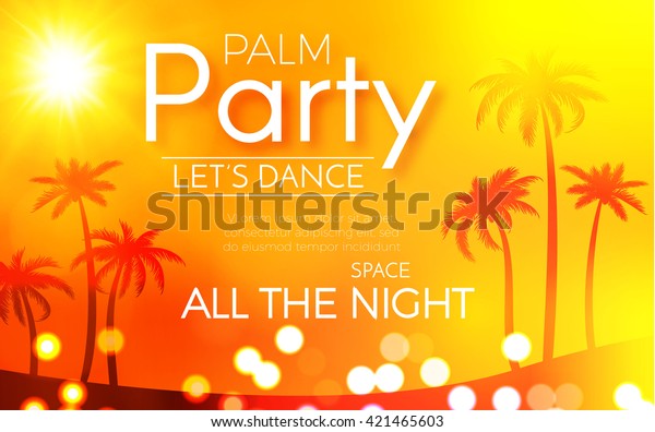 Beach Party Background Palm Trees Tropical Stock Vector (Royalty Free ...