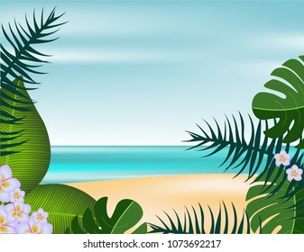 Sea Beach Background: vector de stock (libre de regalías) 1258149964 ...