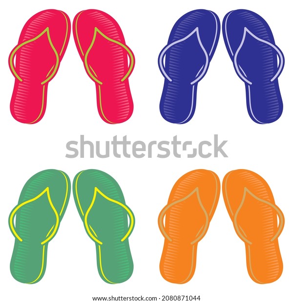 Beach Rubber Slippers Vector Illustration Flip Stock Vector (Royalty ...