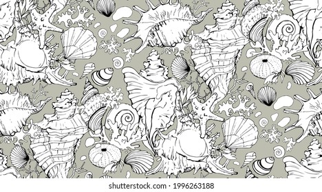 Beach Seamless Pattern Sand Sea Shells Stock Vector (Royalty Free ...