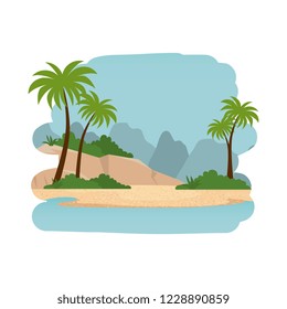 Beach Seascape Scene Icon Stock Vector (Royalty Free) 1228890859 ...