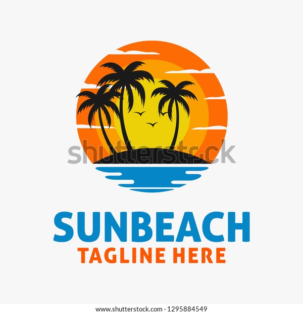 Beach Sun Logo Design Stock Vector (Royalty Free) 1295884549 | Shutterstock