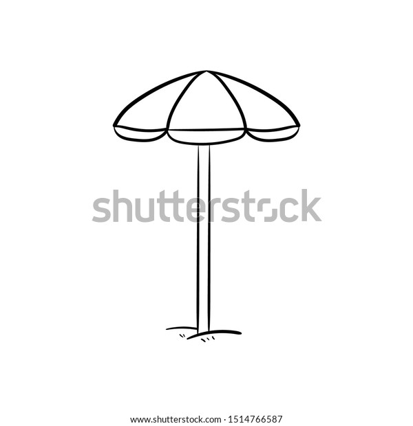 beach umbrella doodle hand drawing vector
